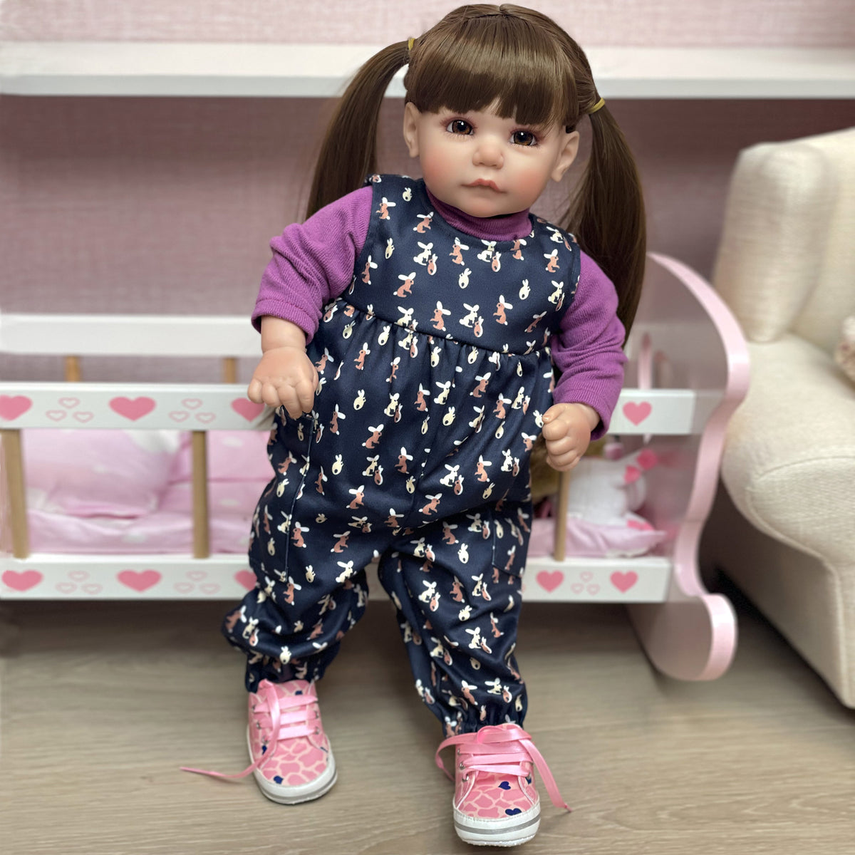 18 Inch Handmade Lifelike Reborn Bebe Doll Painted Lifelike Stand Doll ...